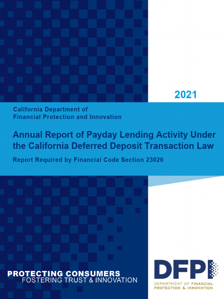 DFPI_AnnualReport_CDDTL-2021 | PDF | Payday Loan | Loans