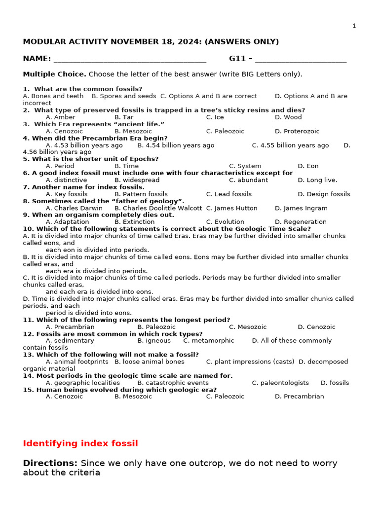 EARTH-SCIENCE Modular-Activity November18 | PDF | Geologic Time Scale ...