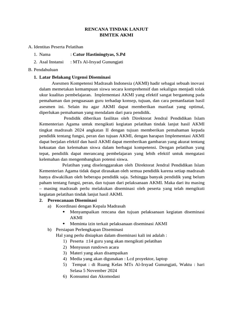 Rtl Akmi Catur Hastiningtyas | PDF