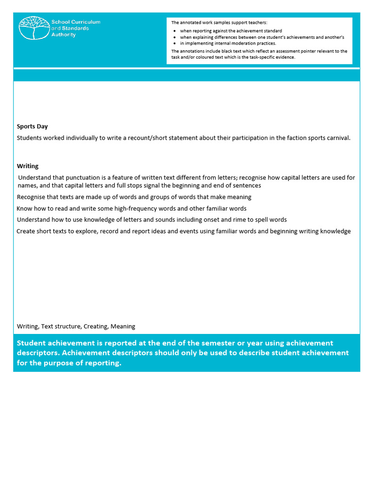 SCSA Foundation English Satisfactory Writing Sample | PDF | English ...