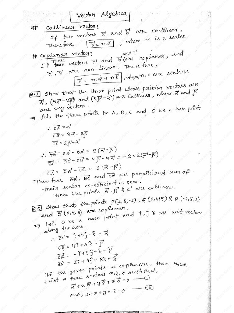 Vector Algebra | PDF