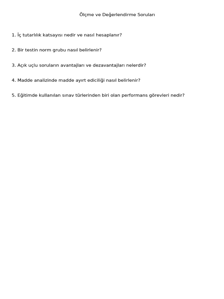 Olcme Degerlendirme Sorulari 4 | PDF
