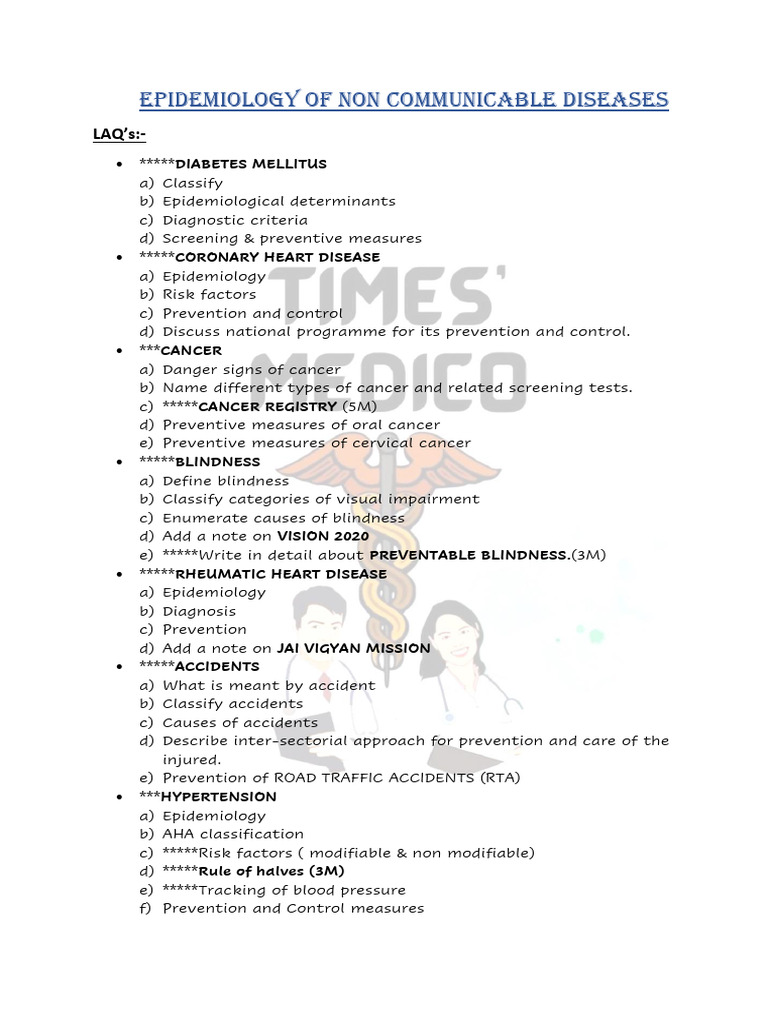Epidemiology of Non Communicable Diseases | PDF