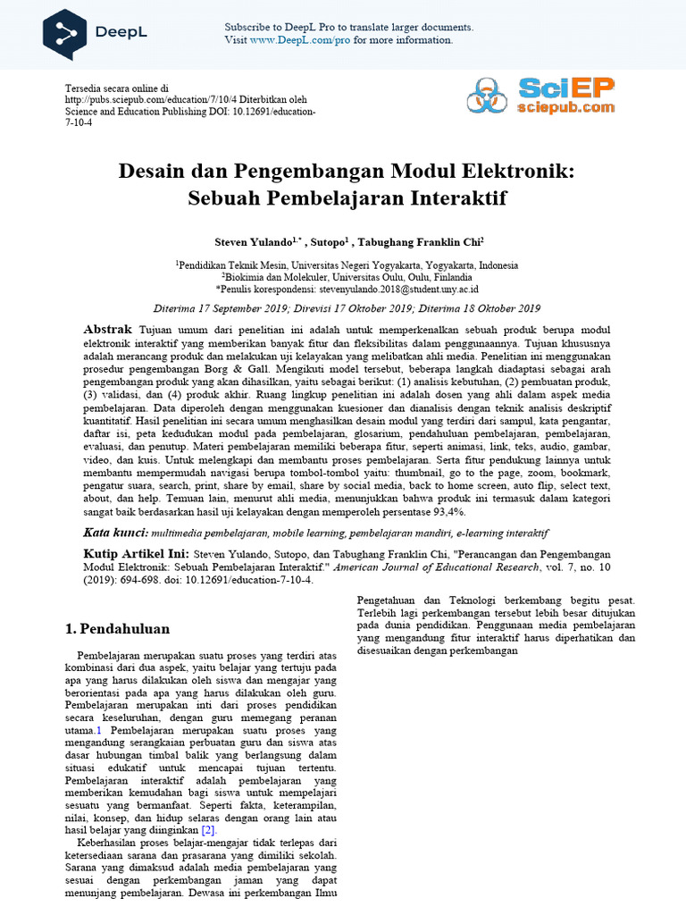 Desain Modul Elektronik Interaktif Pendidikan | PDF