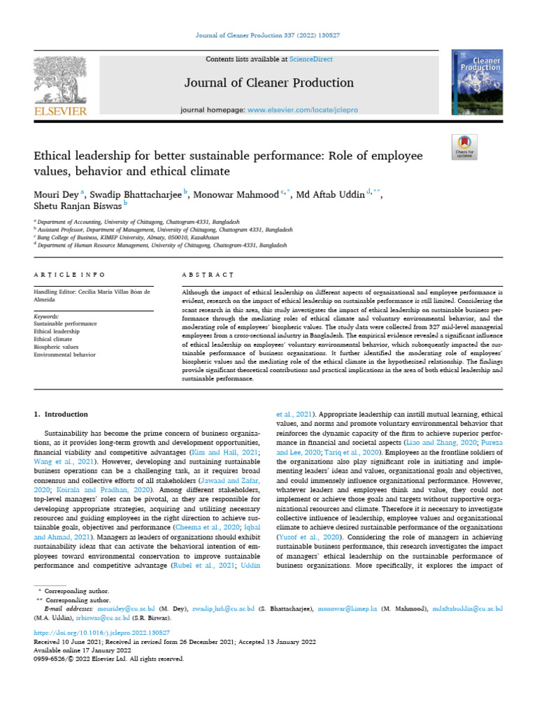 Dey 2022 | PDF | Structural Equation Modeling | Leadership