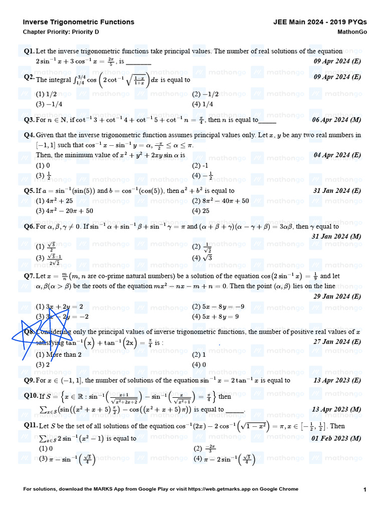 04 - Inverse Trigonometric Functions | PDF | Trigonometric Functions | Mathematics