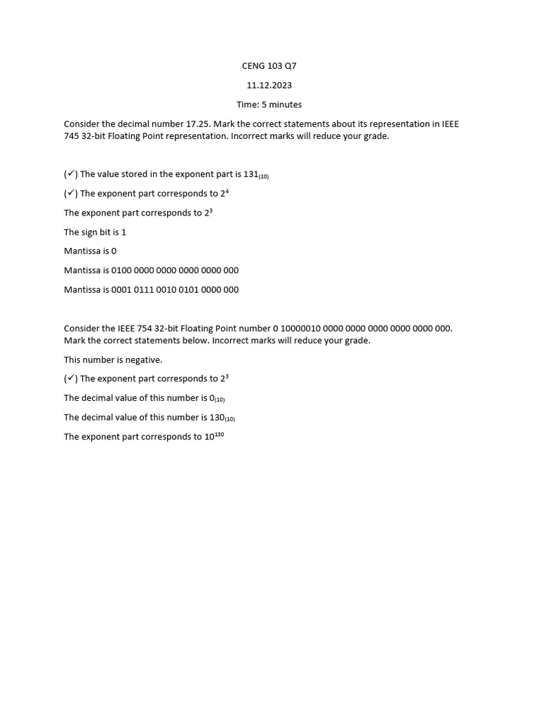 CENG 103 Q7-Q10 With Answers | PDF | Computing | Computer Engineering