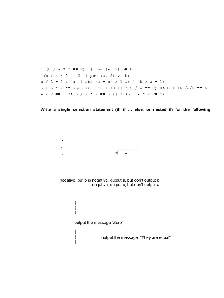 PS2 - Selection Statements | PDF