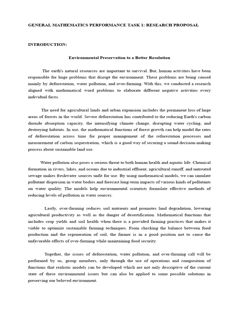 Research Proposal Gen Math | PDF | Agriculture | Deforestation