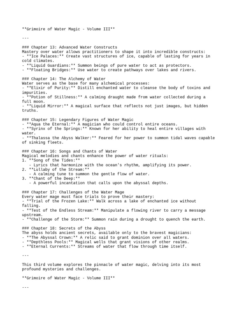 Grimoire of Water Magic Volume III | PDF | Water | Alchemy
