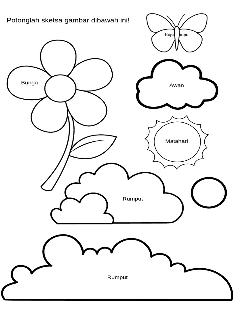 Sketsa Bunga Cetak Stensil PDF | PDF