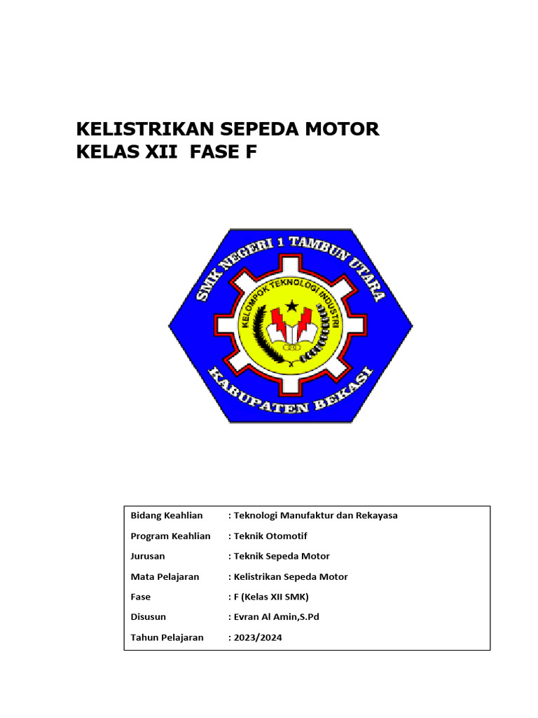 MODUL AJAR KELISTRIKAN SEPEDA MOTOR FASE F KELAS XII | PDF MODUL AJAR KELISTRIKAN SEPEDA MOTOR FASE F KELAS XII | PDF