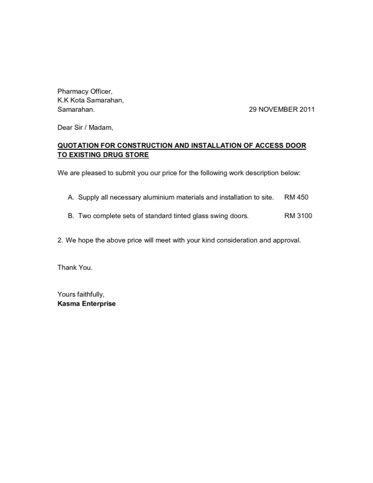 Quotation Letter | PDF