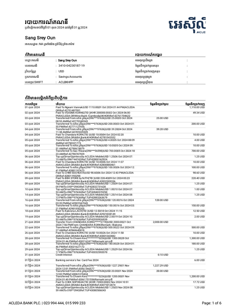 Account Statement 11-01-2025 | PDF | Cambodia | Banking