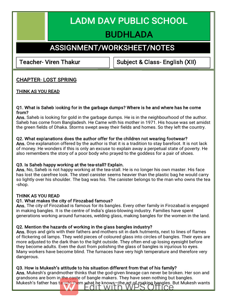LOST SPRING NOTES | PDF LOST SPRING NOTES | PDF