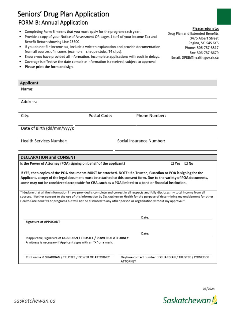 Seniors+Drug+Plan+Form+B+08 2024 | PDF | Power Of Attorney