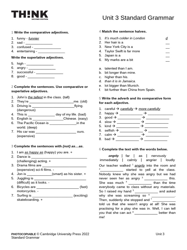 Thk2e BrE L2 Grammar Standard Unit 3 | PDF | Linguistics