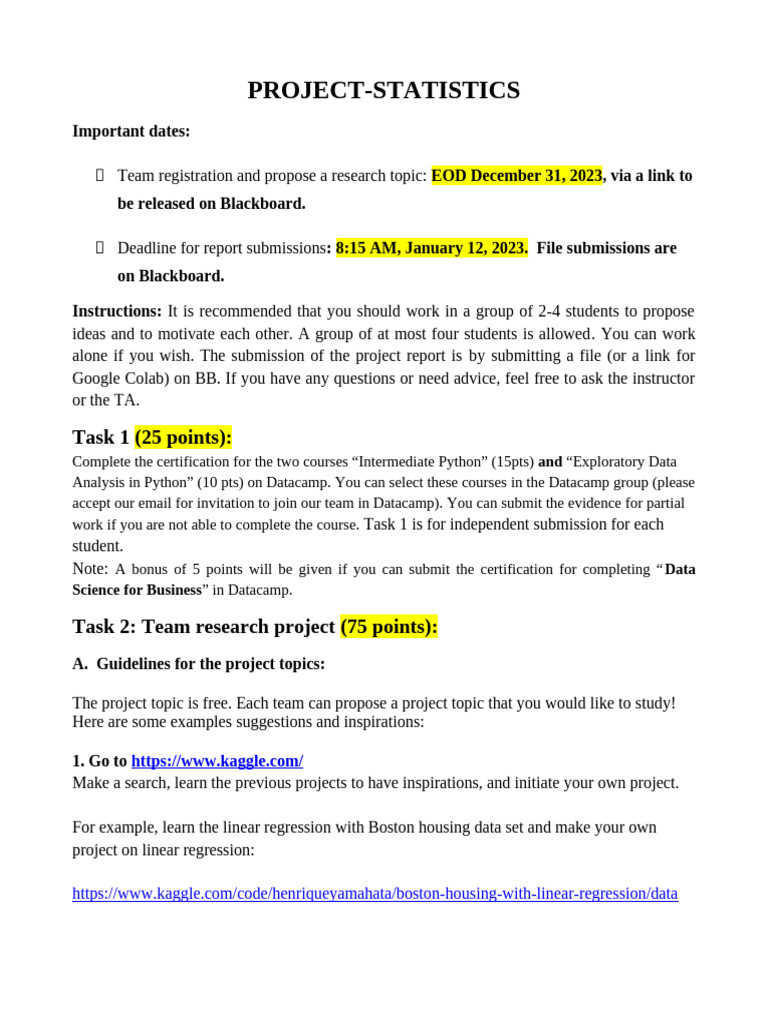 Project - Stat - Fall 2023 | PDF | Statistics | Statistical Inference