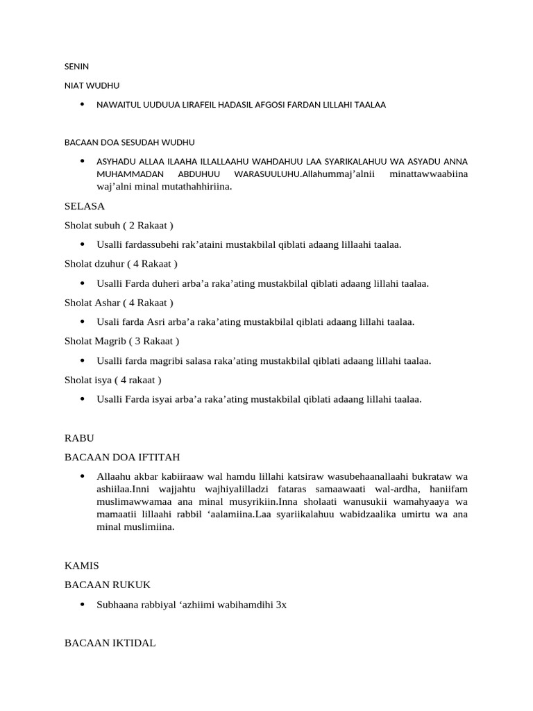 Niat Wudhu | PDF