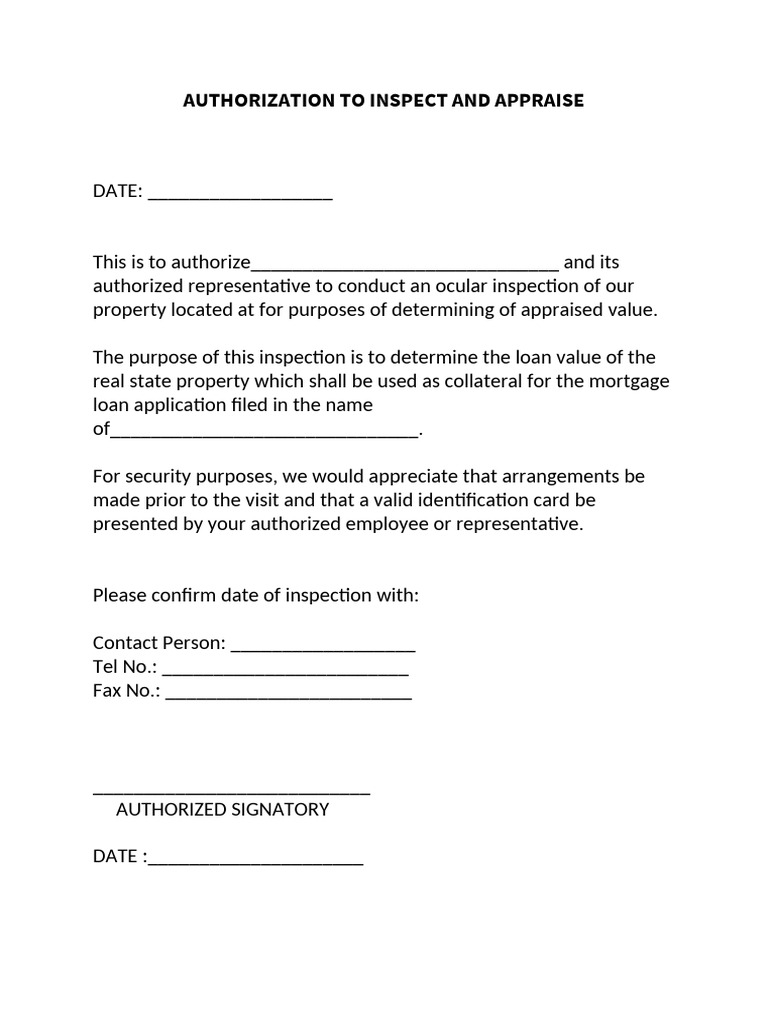 Property Inspection Authorization Form | PDF