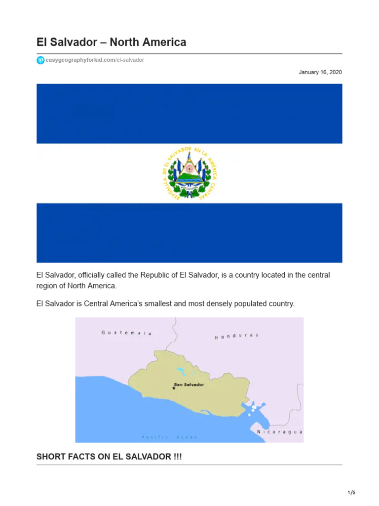 El Salvador Facts and History | PDF | El Salvador | Central America