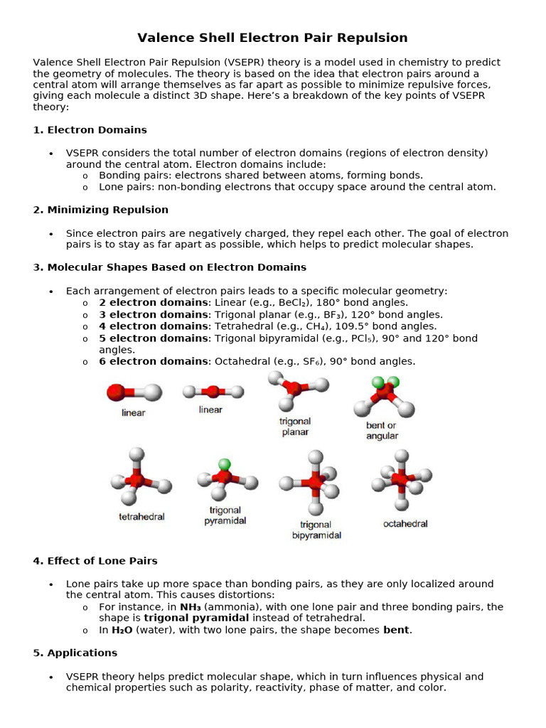 Valence Shell Electron Pair Repulsion | PDF