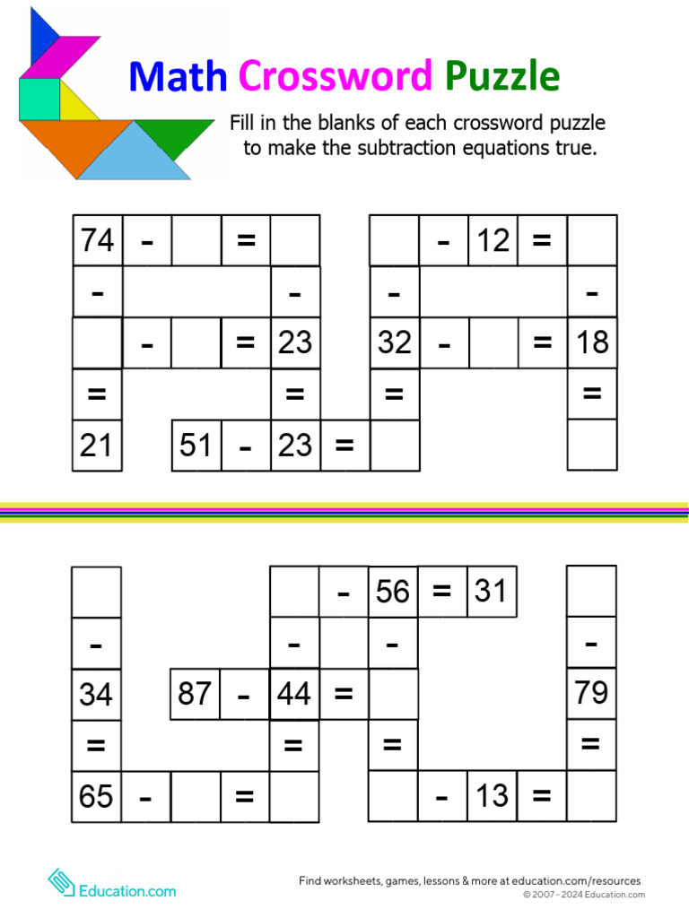 Subtraction Crossword | PDF