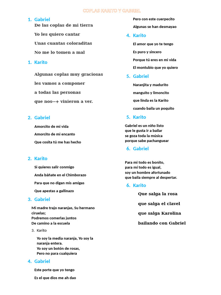 COPLAS KARITO Y GABRIEL | PDF