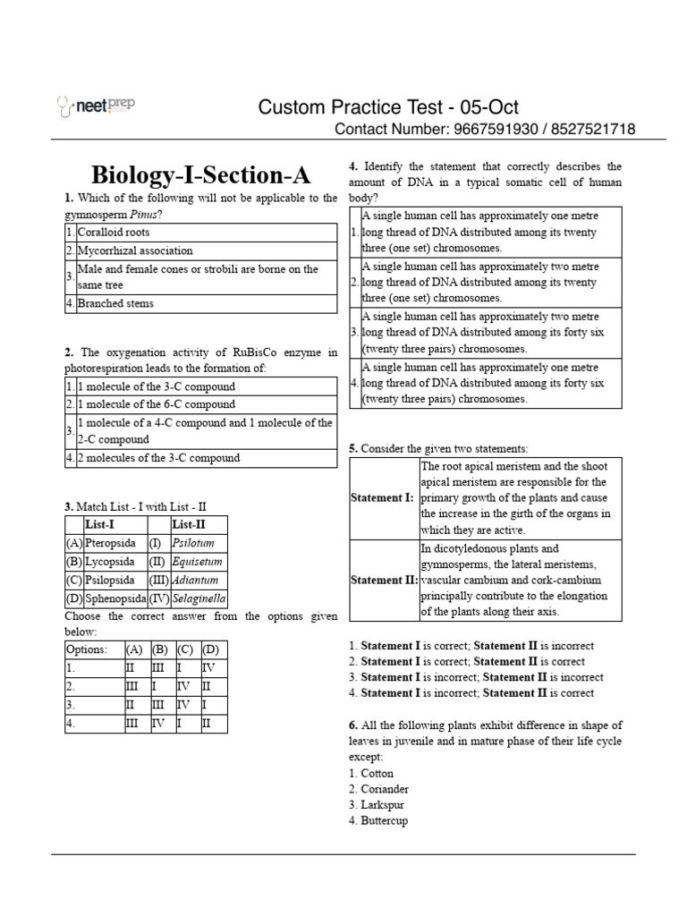 Biology Practice Test Questions | PDF | Mitosis | Cell Biology