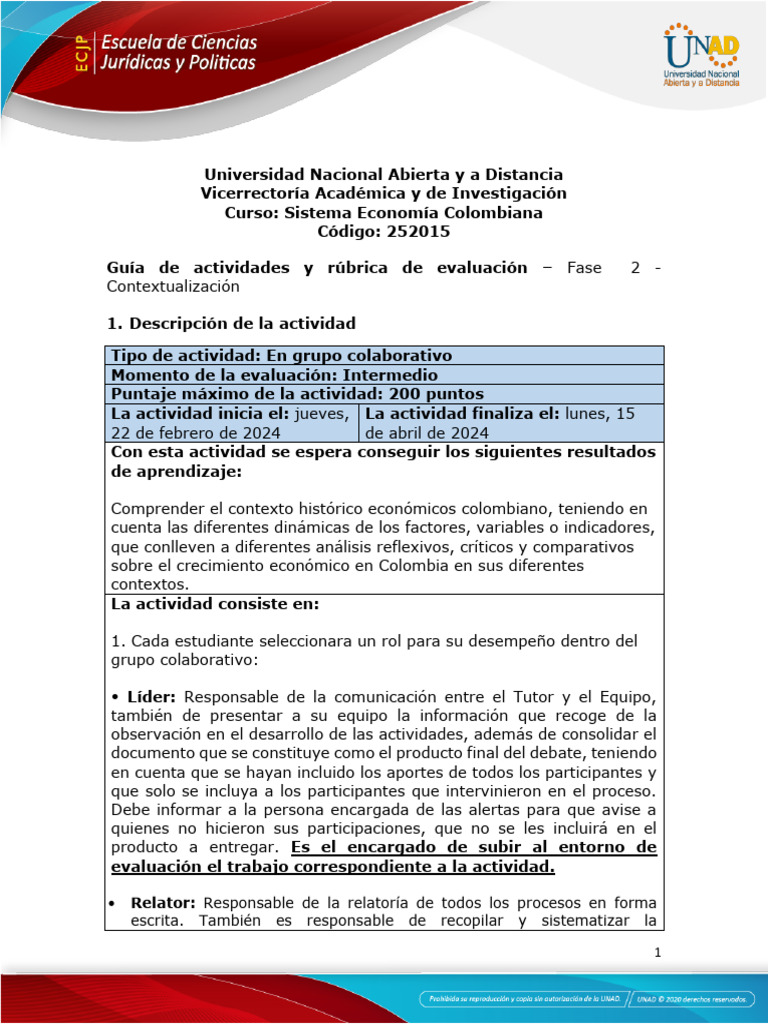 Guía de Actividades y Rúbrica de Evaluación - Unidad 2 - Fase 2 - Contextualización | PDF ...