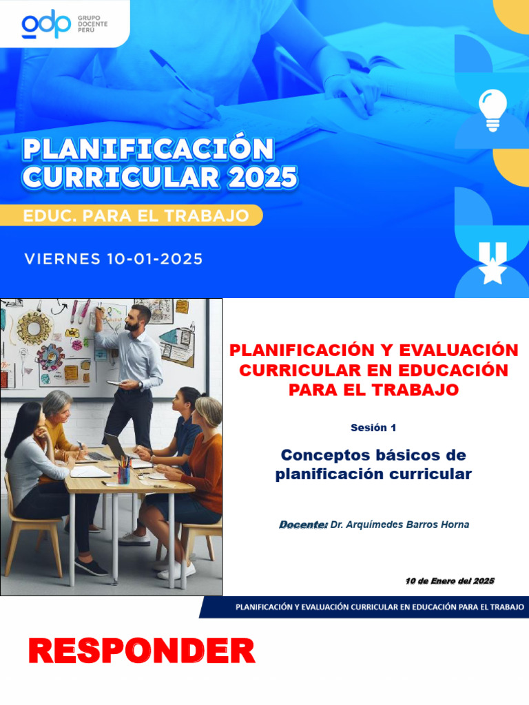 10 - 01 L Grupo Docente Perú L Planificación Curricular 2025 - Ept | PDF | Evaluación | Enseñando