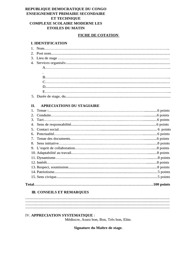 Fiche de Cotation | PDF