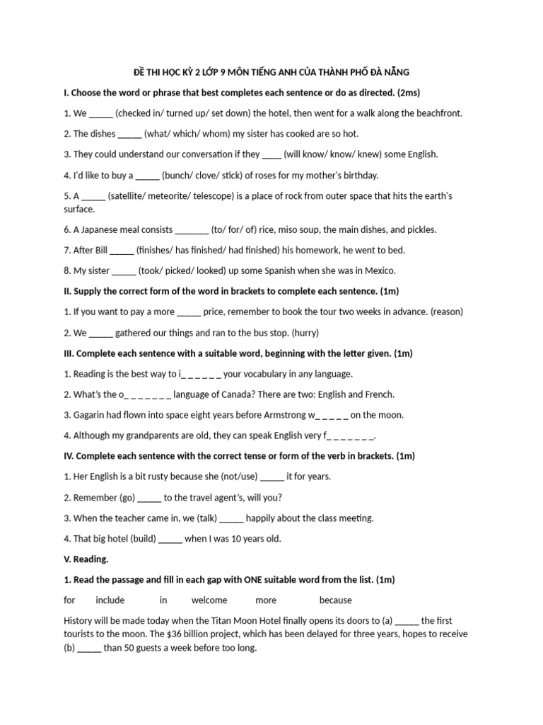 ĐỀ THI HK2 ANH 9 NĂM 2022 | PDF | Astronautics | Spaceflight