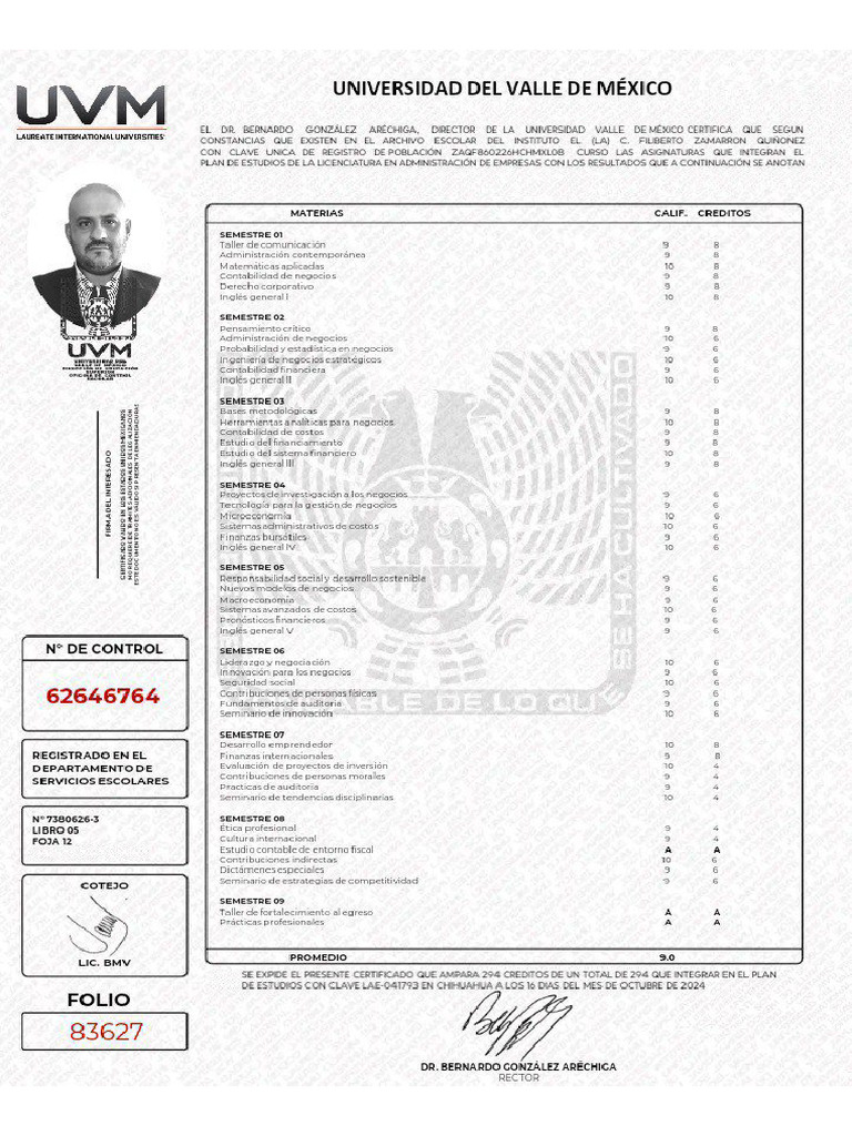 Certificado Uvm TRTS | PDF