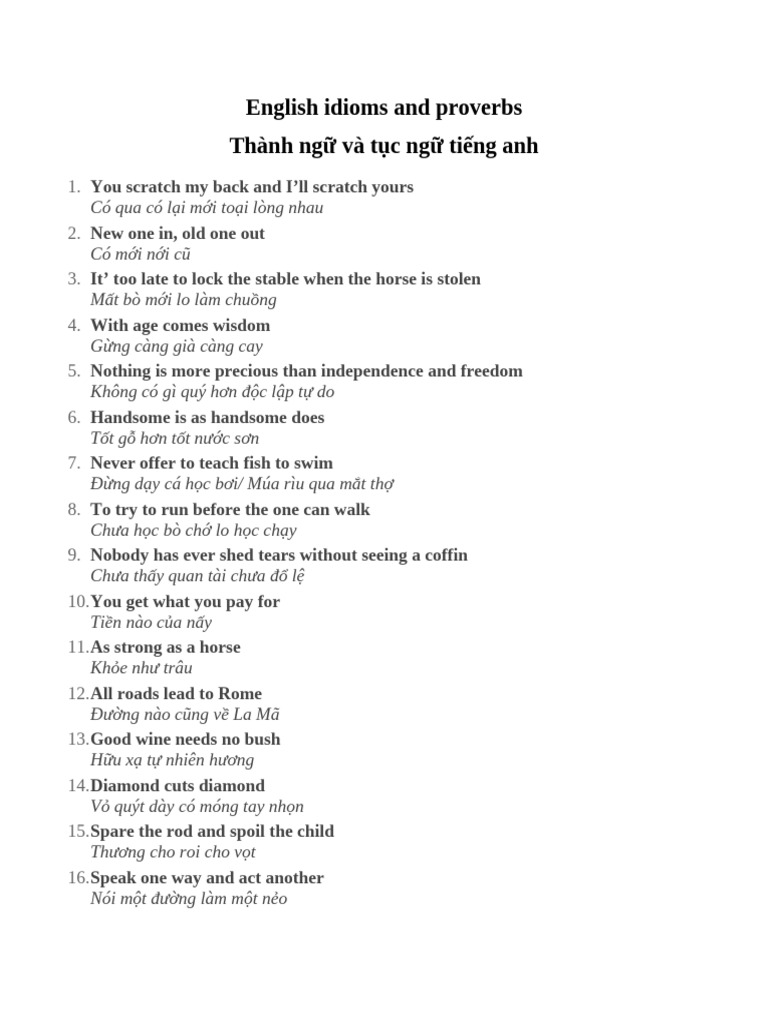 English idioms and proverbs | PDF