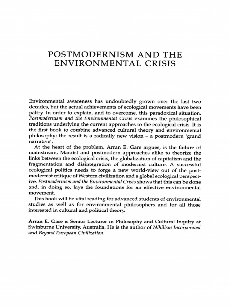 Postmodernism and The Environmental Crisis (Arran Gare) (Z-Library ...