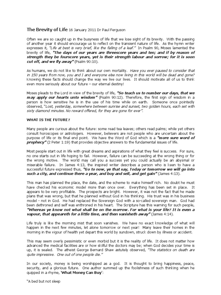 Reflecting on Life's Brevity and Purpose | PDF | Daniel (Biblical ...