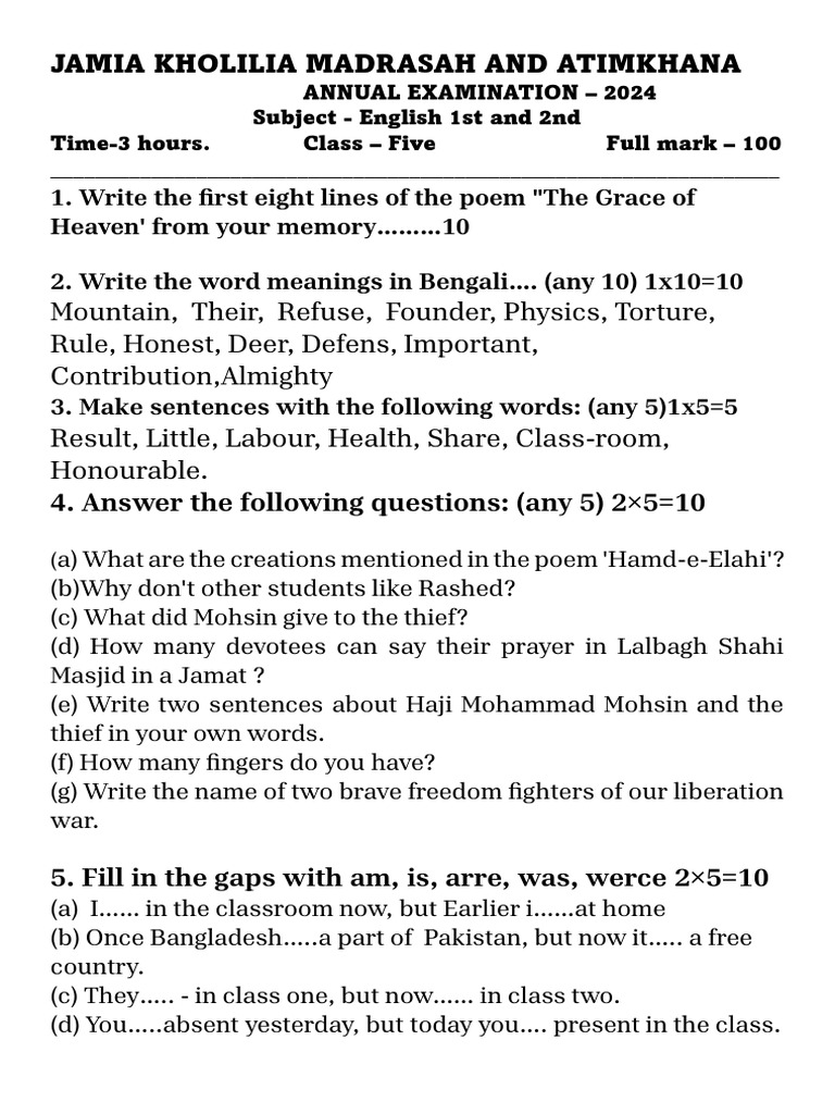 Class 5 English | PDF