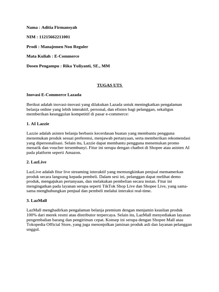 Tugas UTS E-Commerce | PDF