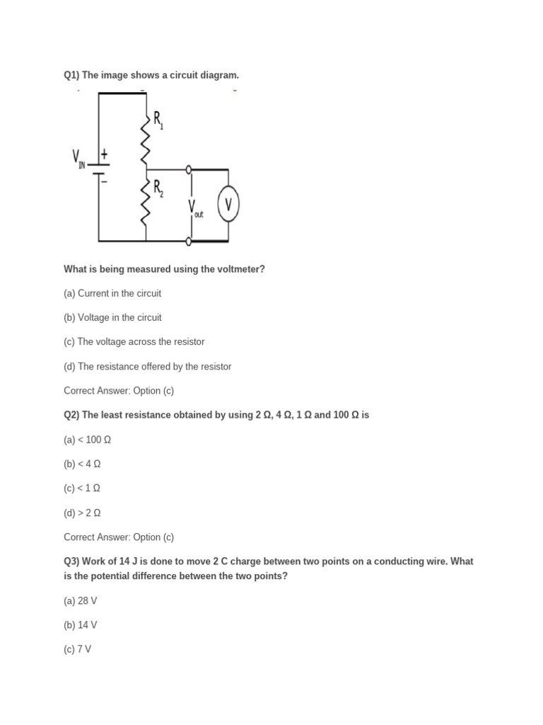 MCQ+OF+ELECTRICITY (1) | PDF | Electrical Resistance And Conductance ...