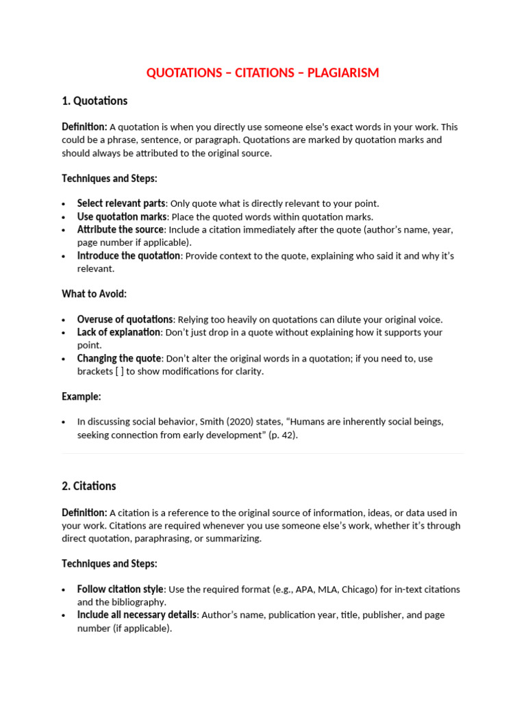 QUOTATIONS | PDF | Plagiarism | Citation