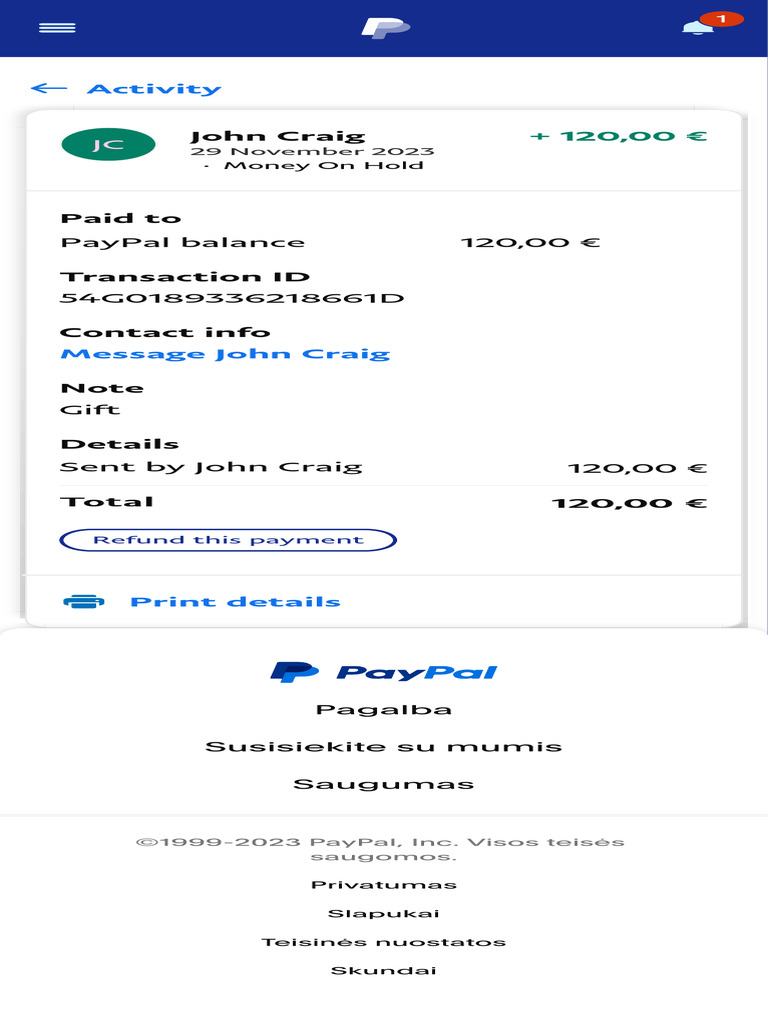 PayPal Transaction Details | PDF