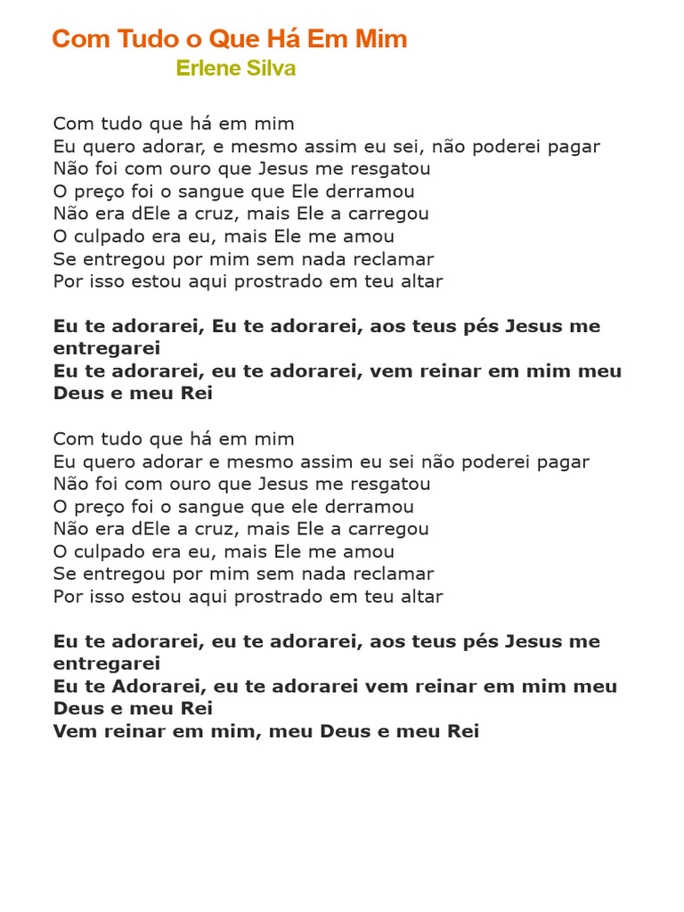 Com Tudo o Que Há em Mim - Erlene Silva (Impressão) | PDF