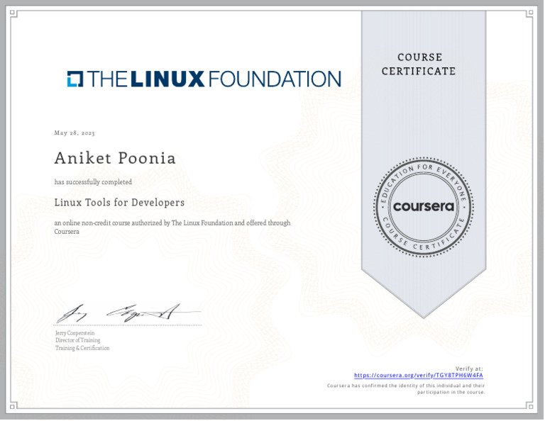 Coursera TGY8TPH6W4FA Linux Tools | PDF