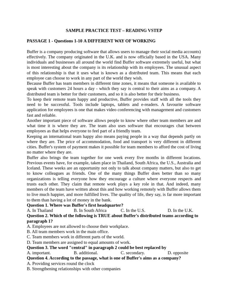 In 1 - Vstep - Reading Sample | PDF | Cost Of Living