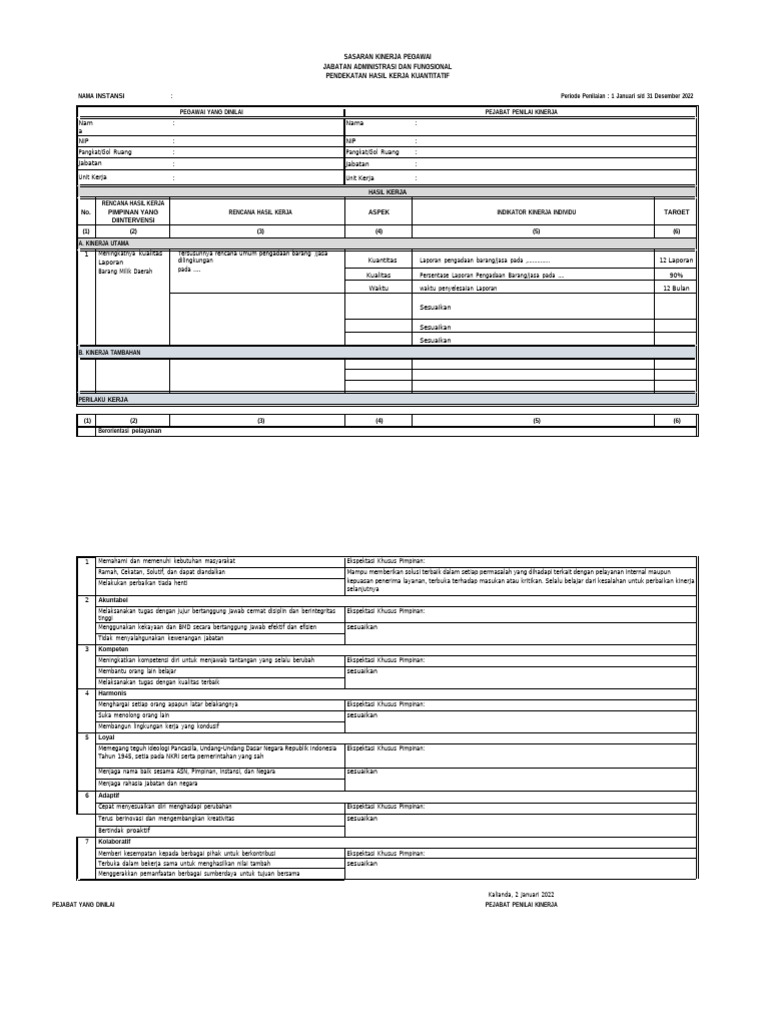Contoh Blanko SKP Ja-Jf | PDF