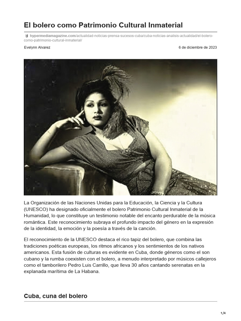 El Bolero Como Patrimonio Cultural Inmaterial | PDF | Musicología ...