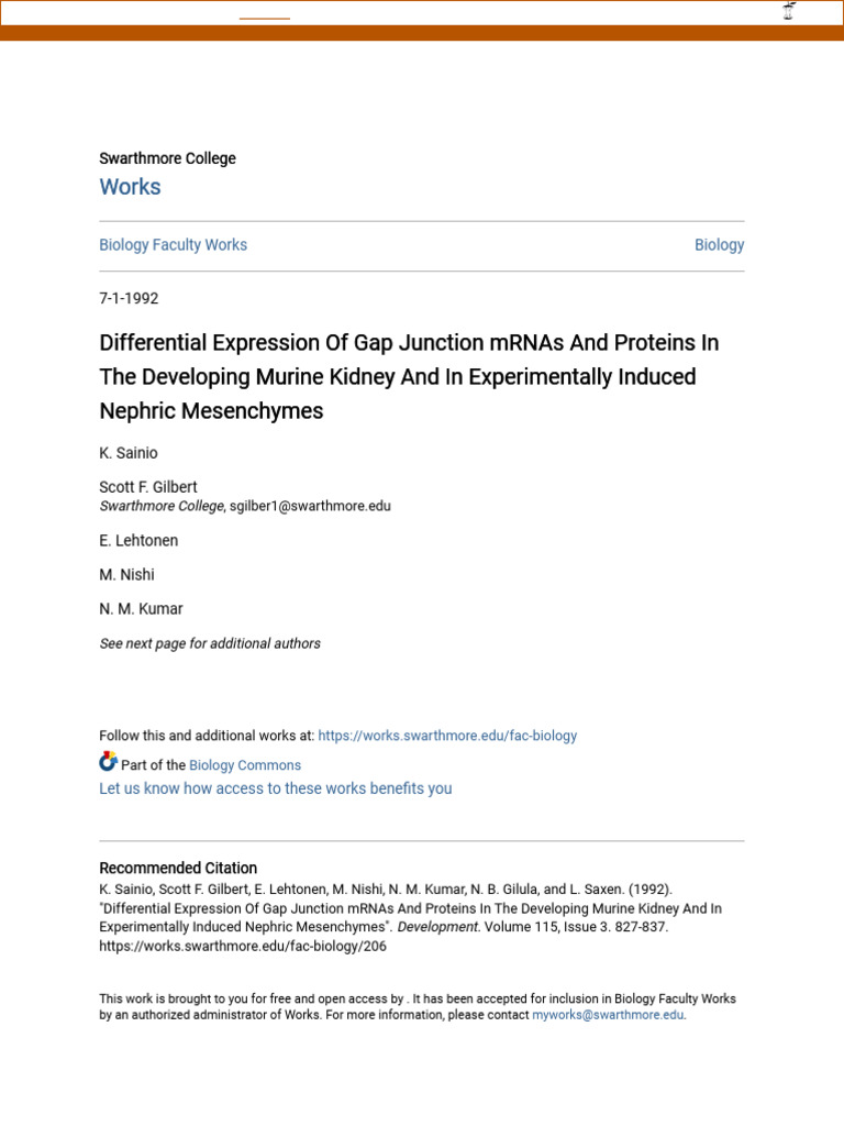 Differential Expression of Gap Junction mRNAs and Proteins | PDF ...
