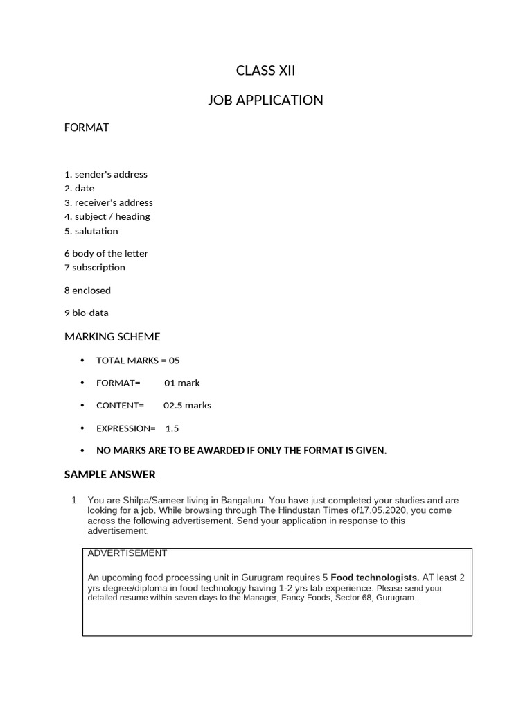 CL Xii Job Application C Neelam Bhatt | PDF | Schools | Student ...