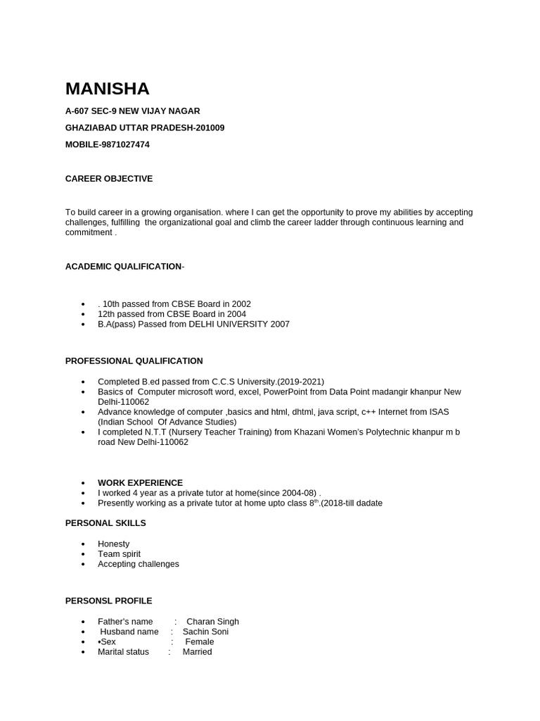 Manisha Resume | PDF